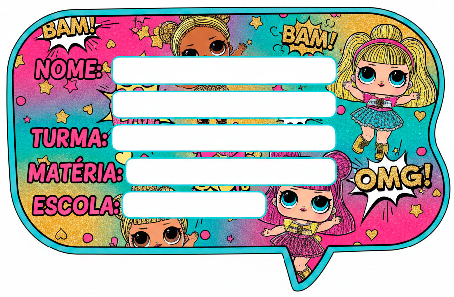 Boneca LOL Etiqueta Escolar para Caderno - Imagem Legal