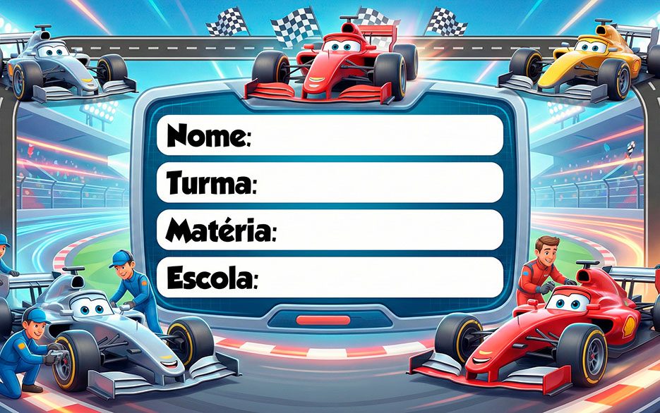 Etiqueta Desenho Fórmula 1 - Imagem Legal