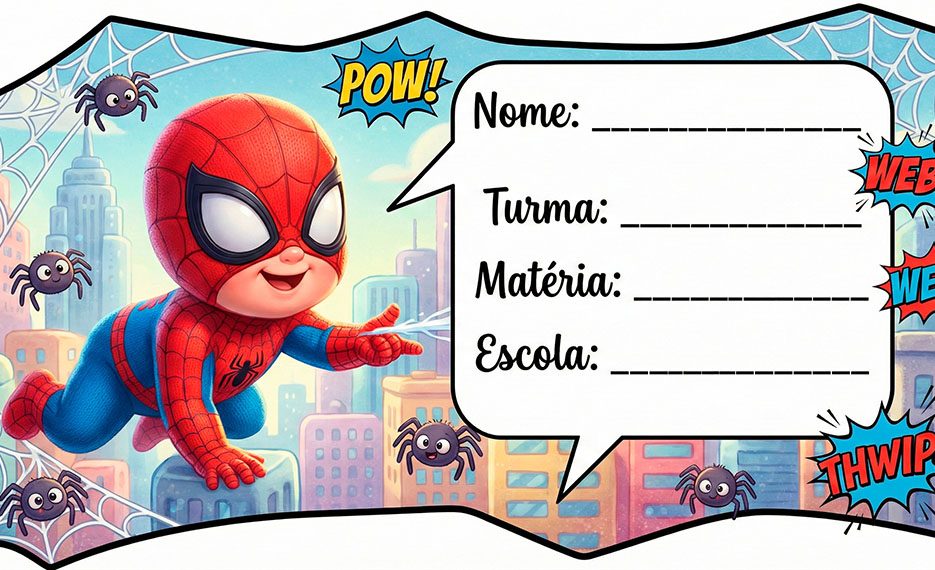 Etiqueta Escolar Bebê Aranha - Imagem Legal