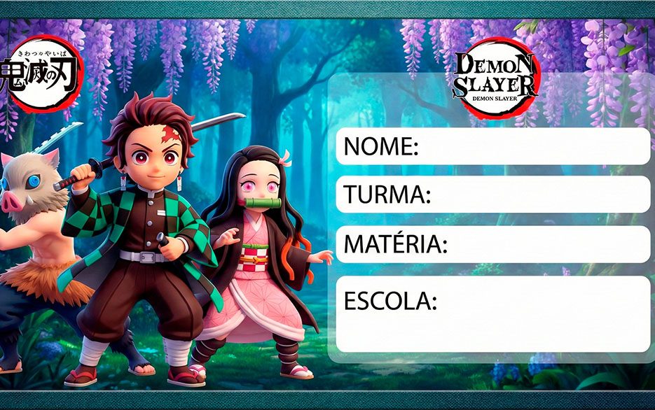 Etiqueta Escolar Demon Slayer - Imagem Legal