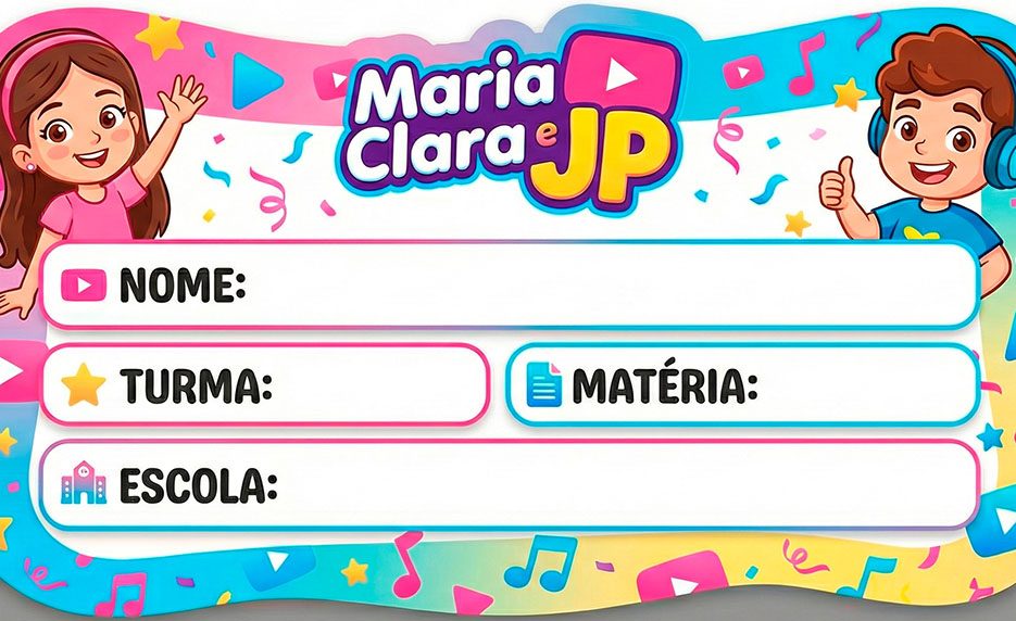 Etiqueta Escolar Grátis Maria Clara e Jp - Imagem Legal