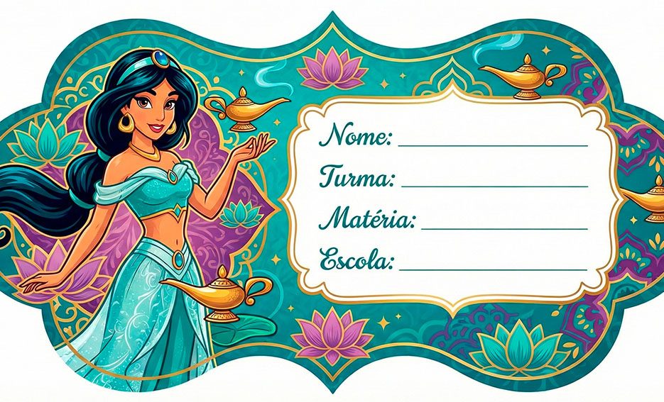 Etiqueta Escolar Jasmine para Preencher - Imagem Legal