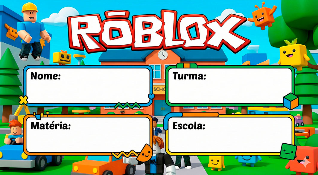 Etiqueta Escolar Roblox Volta às Aulas - Imagem Legal