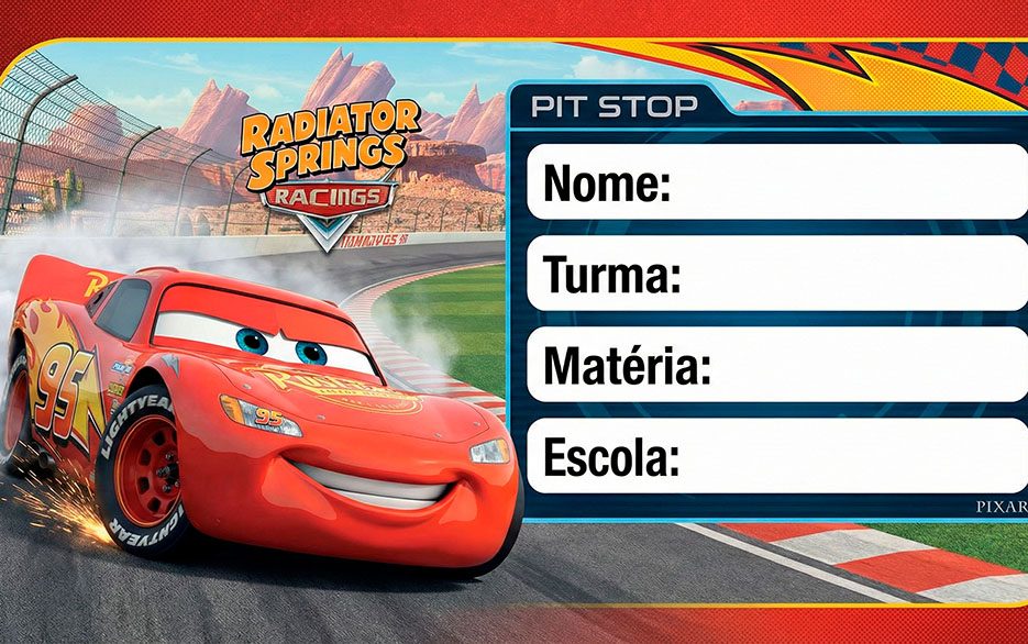 Etiqueta Lightning McQueen - Imagem Legal