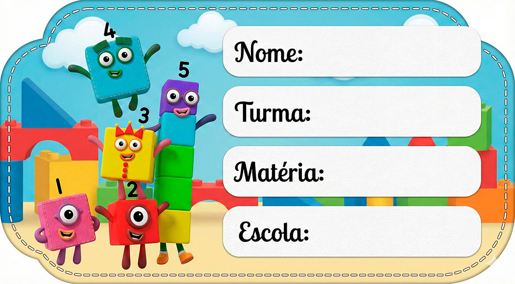 Etiqueta Number Blocks para Imprimir - Imagem Legal
