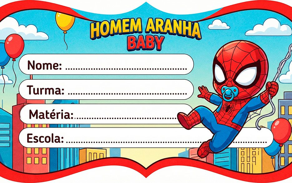 Homem-Aranha Baby Etiqueta Material Escolar - Imagem Legal