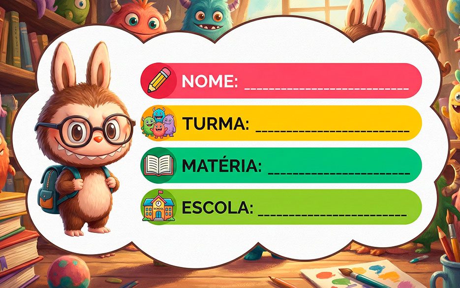 Labubu Etiqueta Escolar para Caderno - Imagem Legal