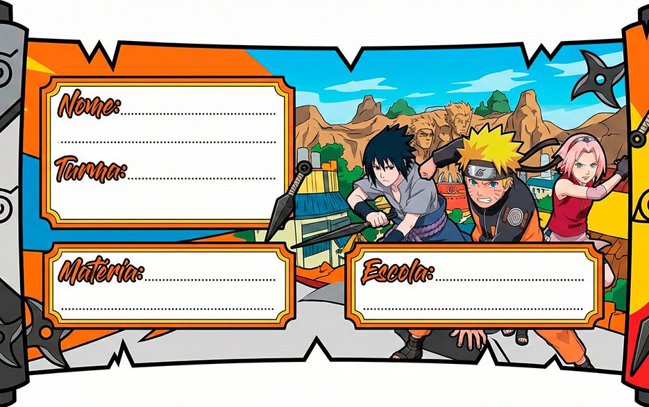 Naruto Etiqueta para Material Escolar - Imagem Legal