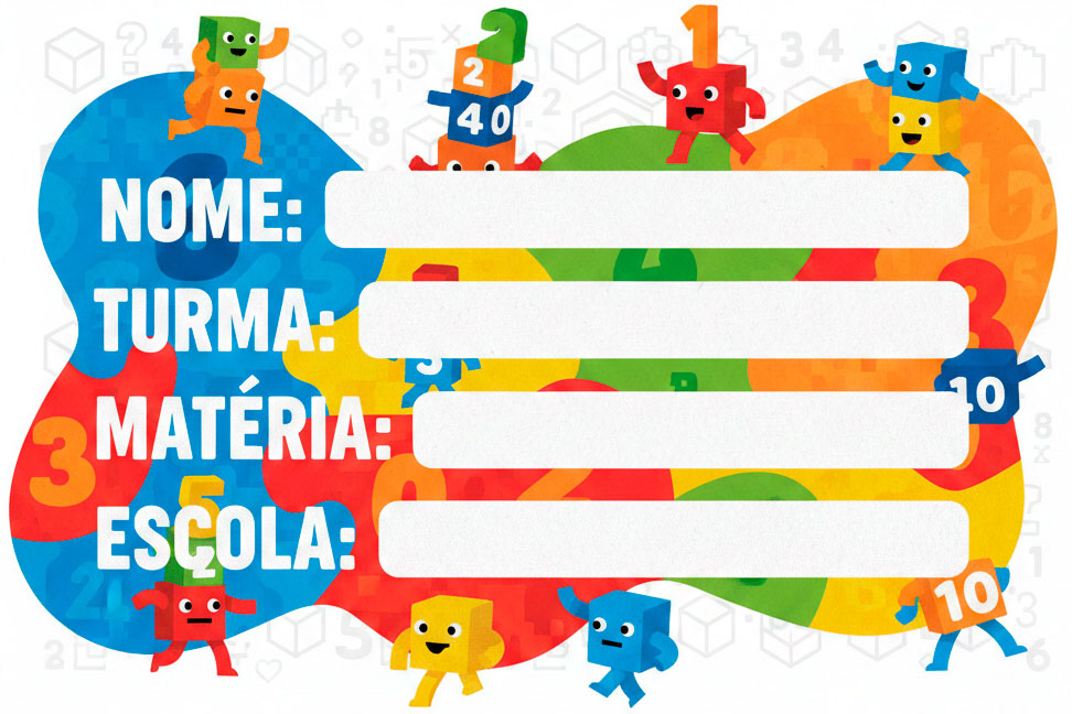 Number Blocks Etiqueta para Caderno - Imagem Legal