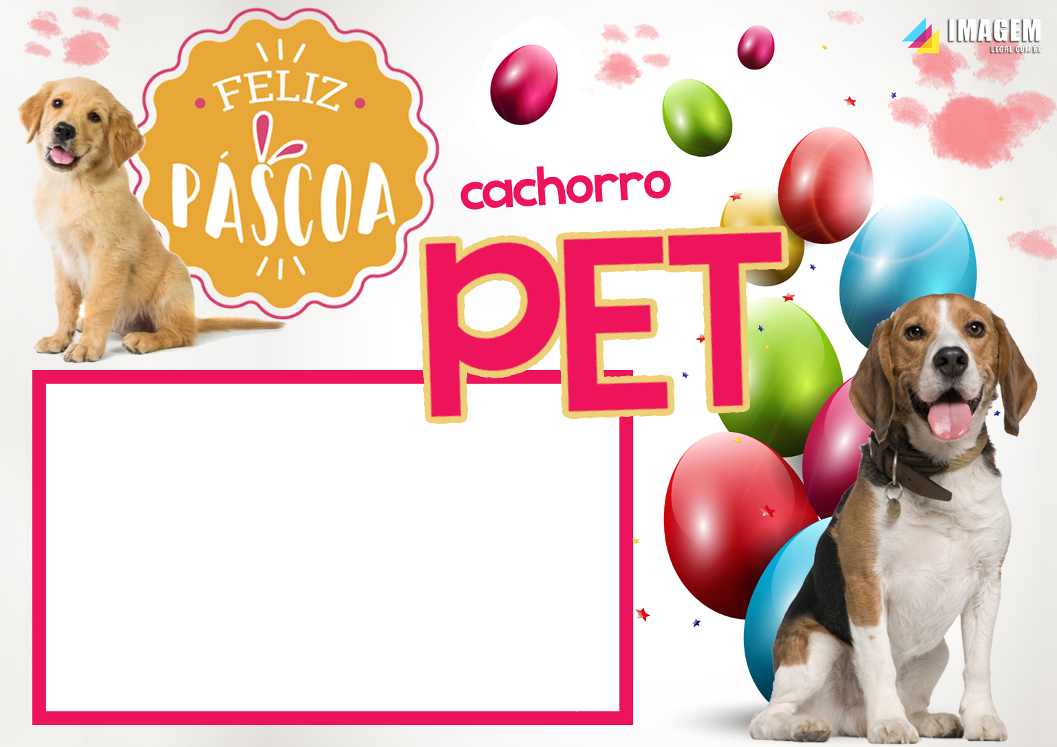 Feliz Páscoa Cachorro PET Moldura – Imagem Legal