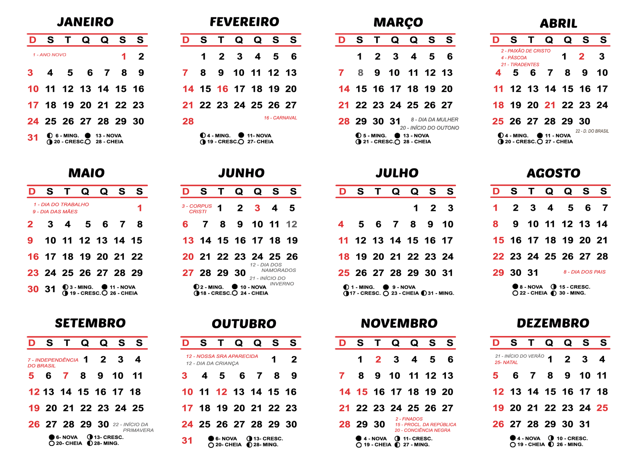 Base de Calendário 2021 Brasil - Imagem Legal