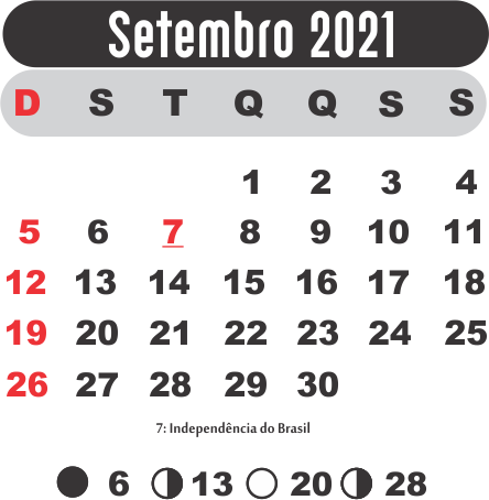 Calendário 2021 Setembro - Imagem Legal