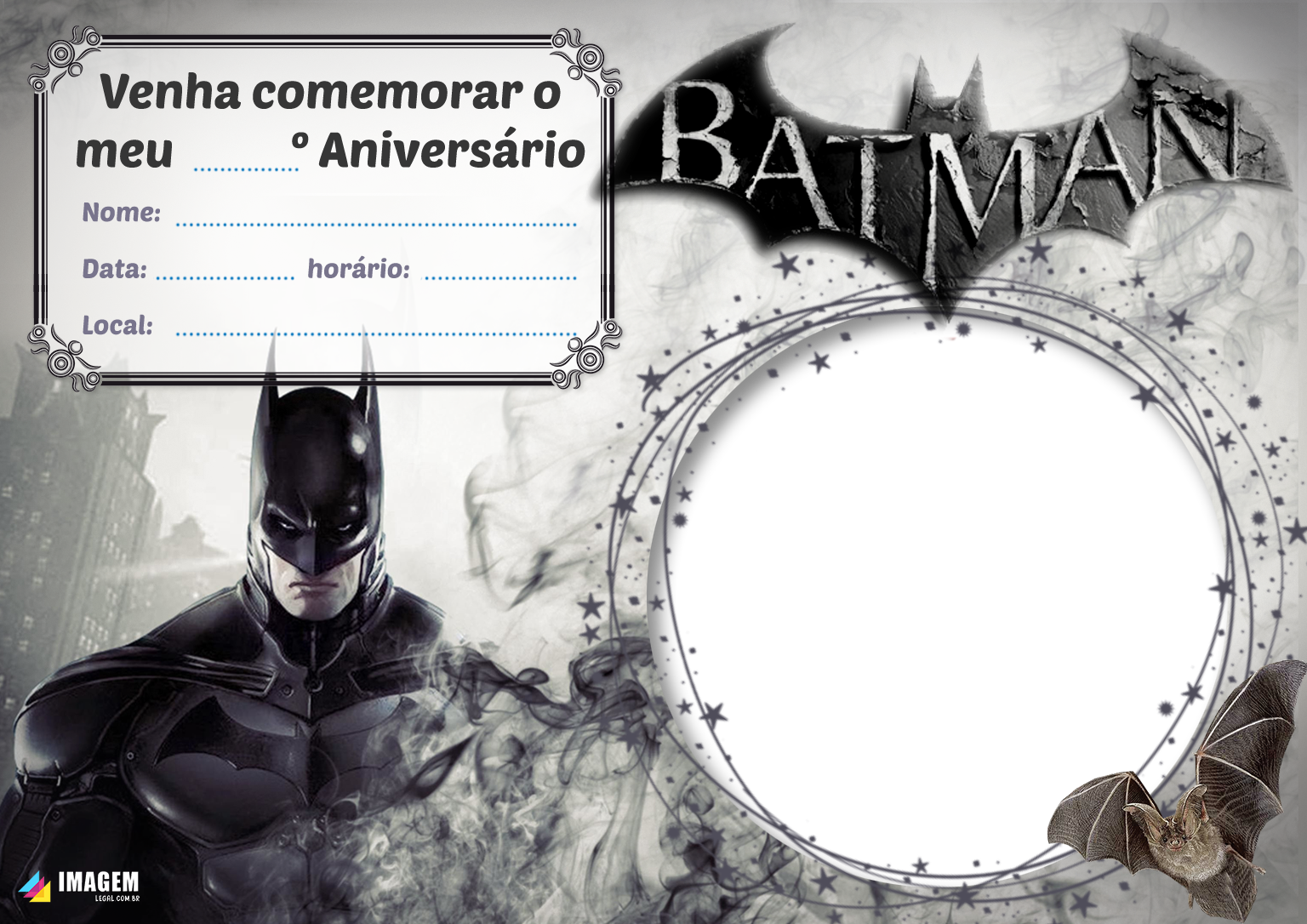 Convite de Aniversário do Batman - Imagem Legal