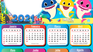 Calendário 2021 Baby Shark Foto Moldura Digital - Imagem Legal