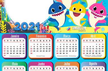 Calendário 2021 Baby Shark Foto Moldura Digital - Imagem Legal