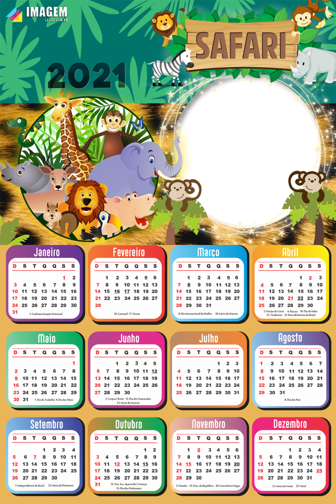 Montar Fotos Calendário 2021 Safari - Imagem Legal