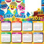 Calendário 2021 Arraiá Baby Shark Moldura - Imagem Legal