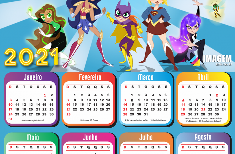Calendário 2021 DC Super Hero Girls - Imagem Legal