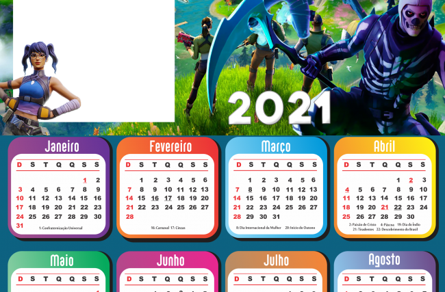 Calendário 2021 Fortnite PNG Moldura - Imagem Legal