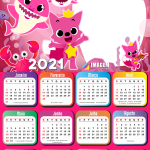 Calendário 2021 PNG Baby Shark para Meninas - Imagem Legal