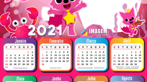Calendário 2021 PNG Baby Shark para Meninas - Imagem Legal