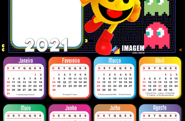 Calendário 2021 Pac Man para Montagem de Foto - Imagem Legal