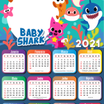 Calendário 2021 Personagens Baby Shark PNG - Imagem Legal